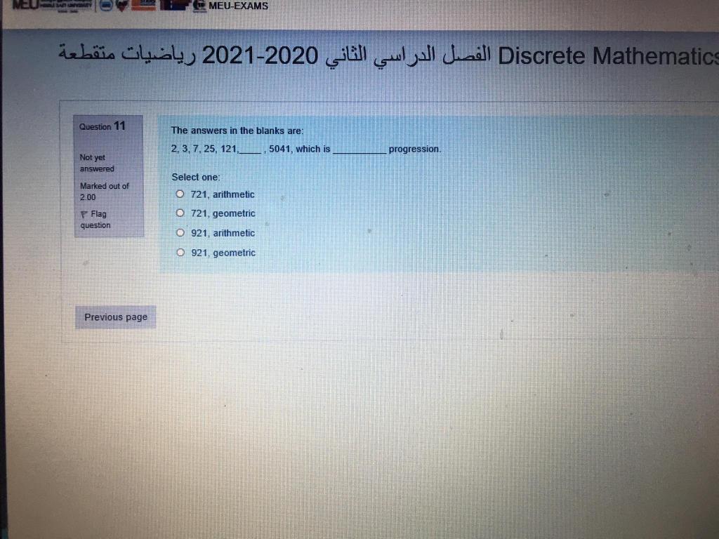 Solved MEU-EXAMS Discrete Mathematics الفصل الدراسي الثاني | Chegg.com