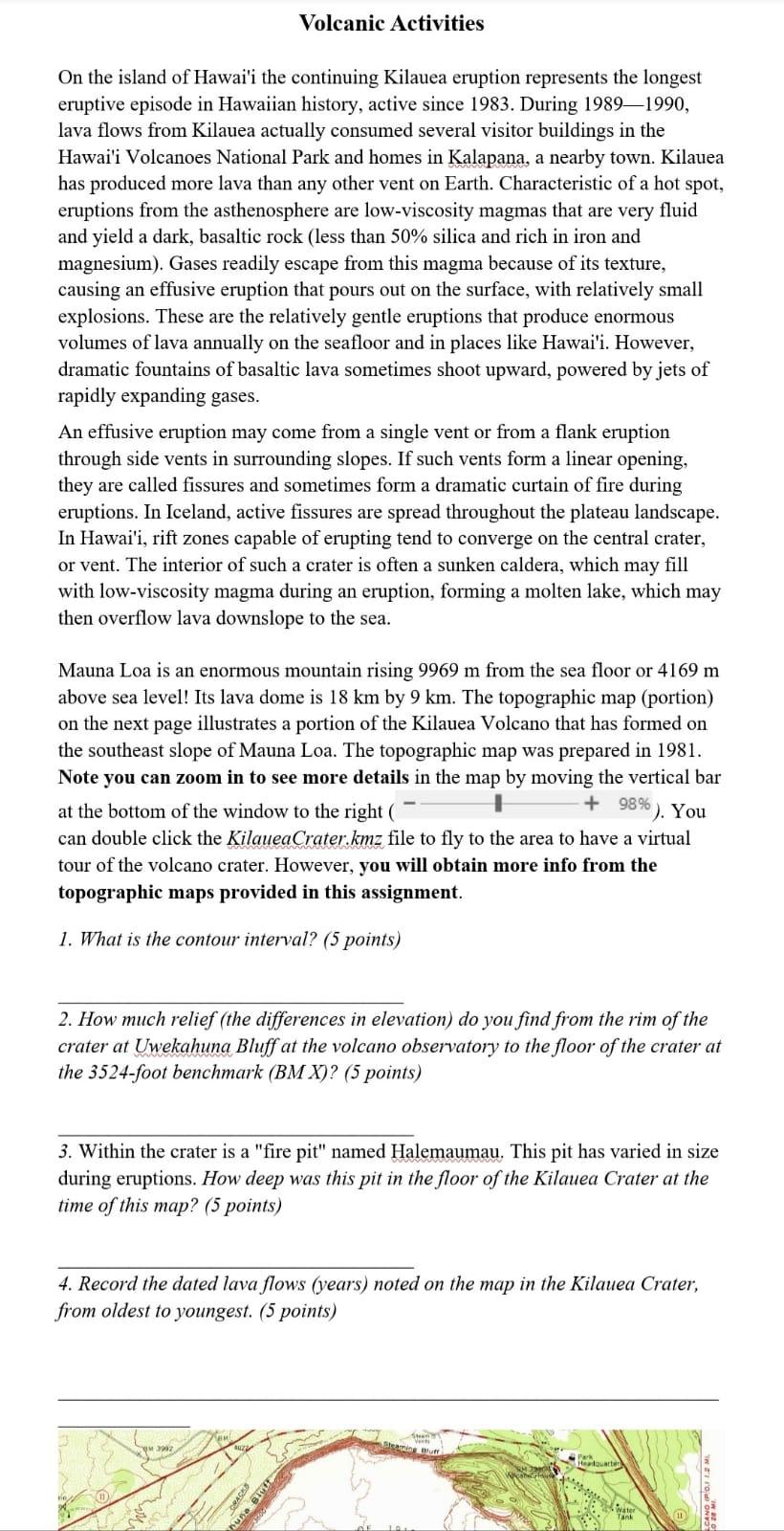 Solved Volcanic Activities On the island of Hawai'i the | Chegg.com