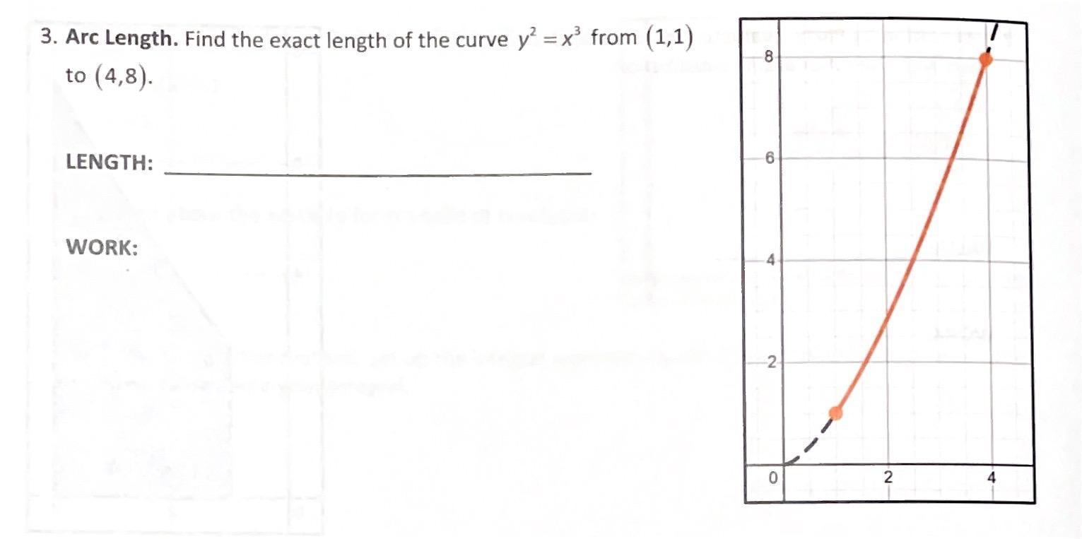 Solved 3. Arc Length. Find the exact length of the curve | Chegg.com