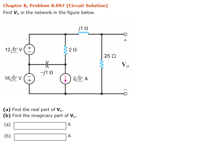 Solved Chapter 8, Problem 8.097 (Circuit Solution) Find V. | Chegg.com