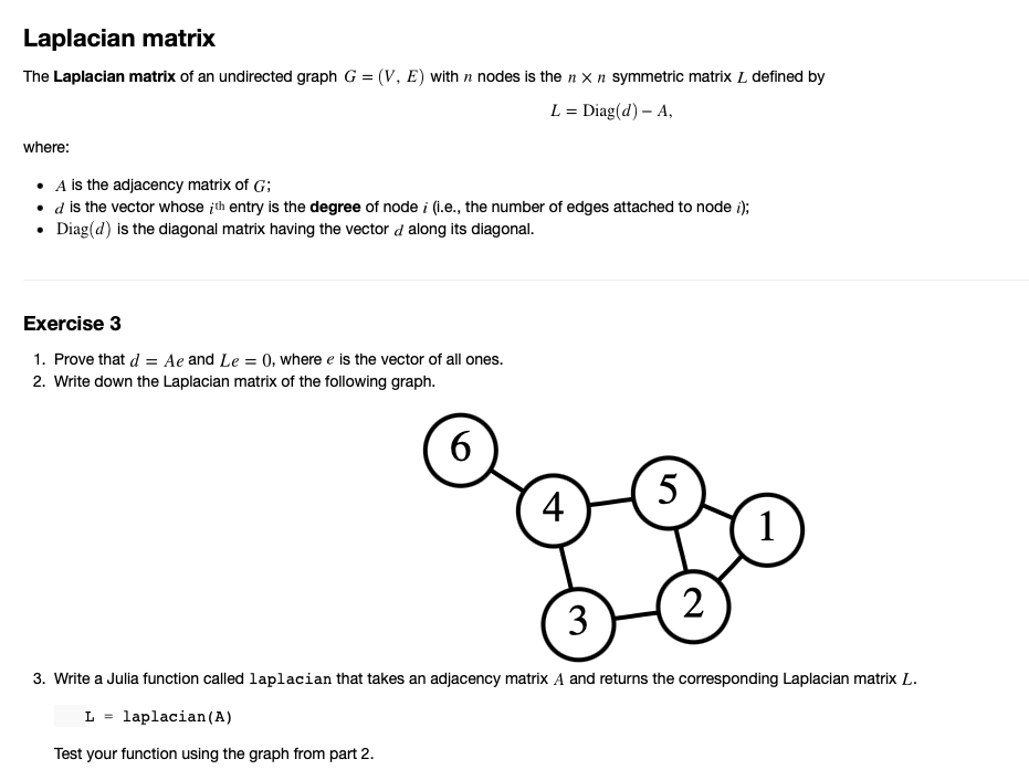 Solved = Laplacian matrix The Laplacian matrix of an | Chegg.com
