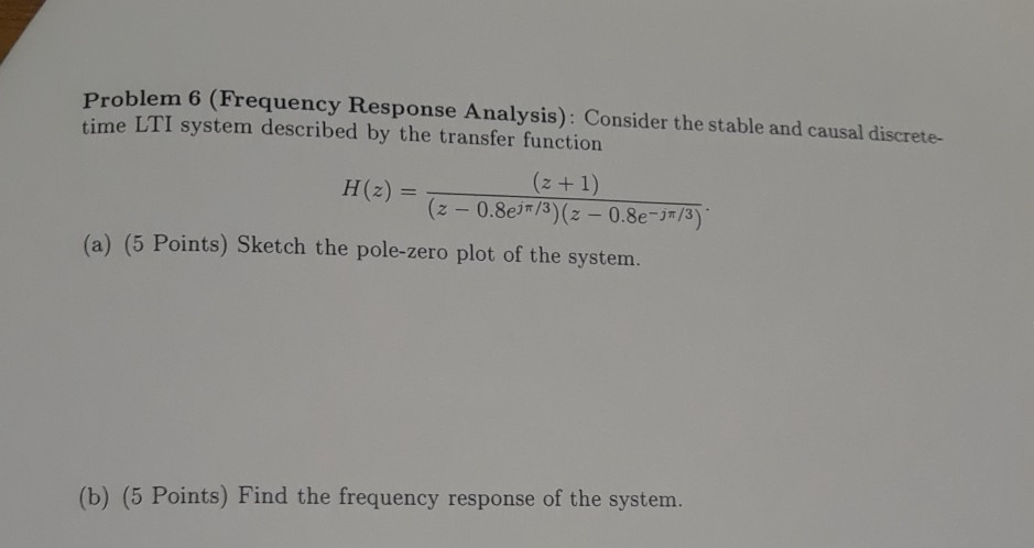 Solved Problem 6 (Frequency Response Analysis): Consider the | Chegg.com