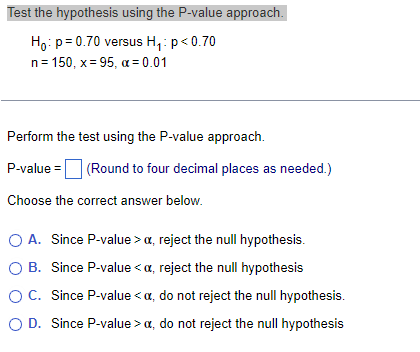 Solved Test the hypothesis using the P-value approach. | Chegg.com