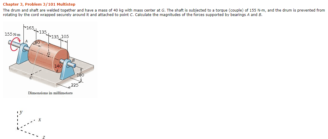 Solved Chapter 3, Problem 3/101 Multistep The drum and shaft | Chegg.com