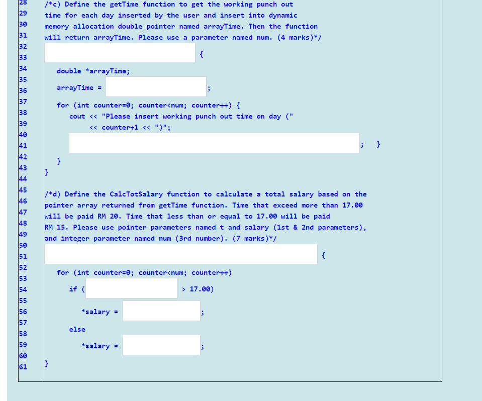 Solved Given an incomplete program below, complete the | Chegg.com