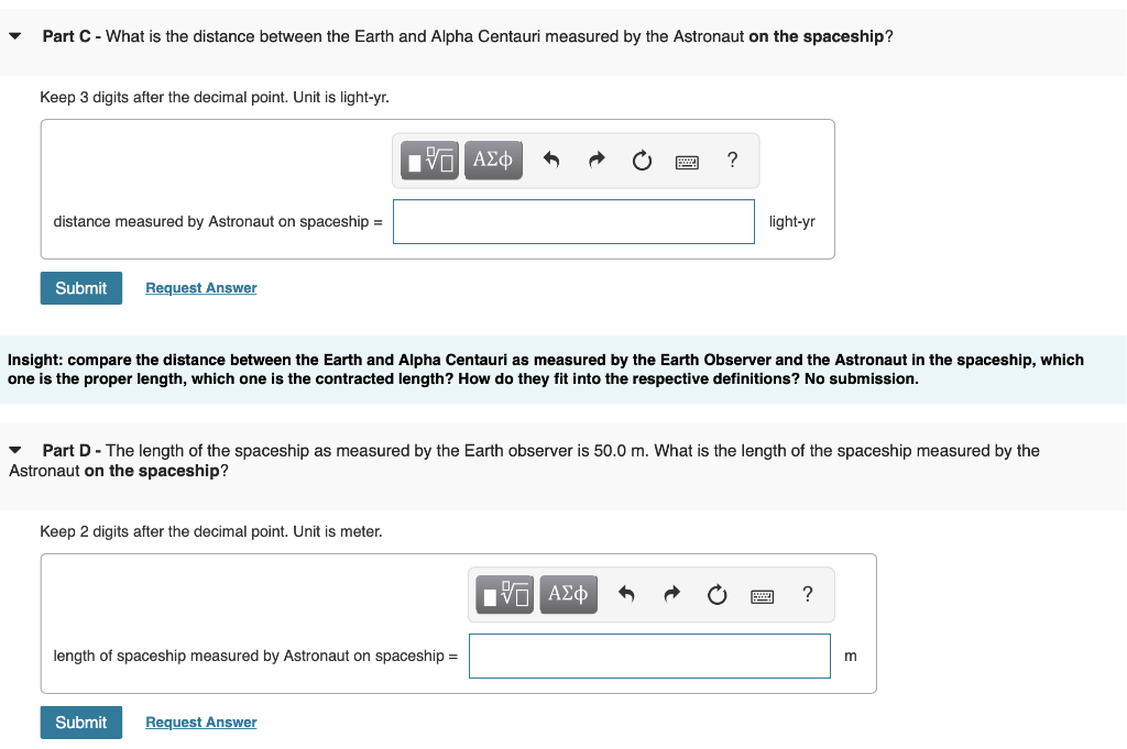 Solved > A Review Learning Goal: Special relativity-Space | Chegg.com