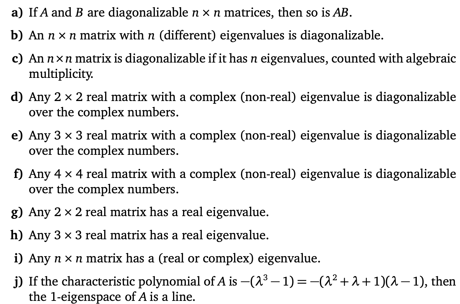 a) If A and B are diagonalizable n×n matrices, then | Chegg.com