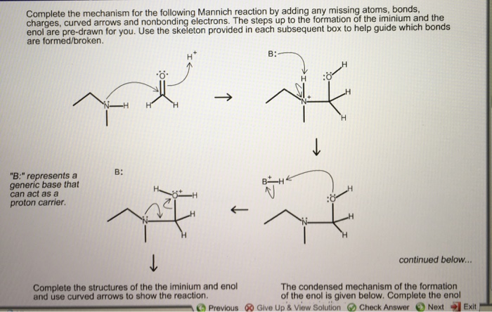 Solved Complete the mechanism for the following Mannich | Chegg.com
