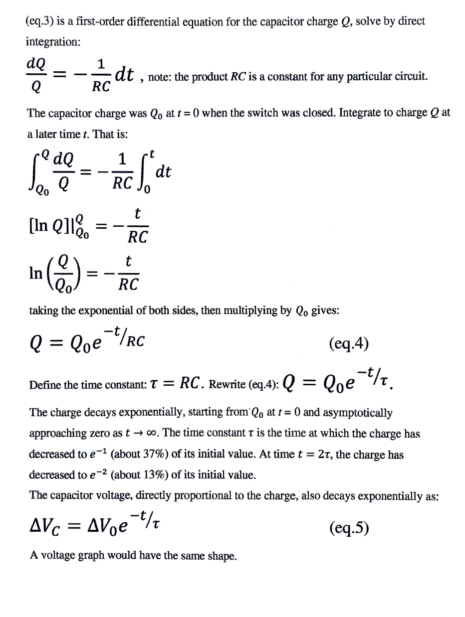 Solved Experiment #5: RC Circuits, Determination of the | Chegg.com