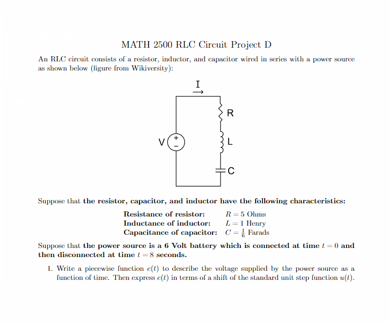 Solved An RLC circuit consists of a resistor, inductor, and | Chegg.com