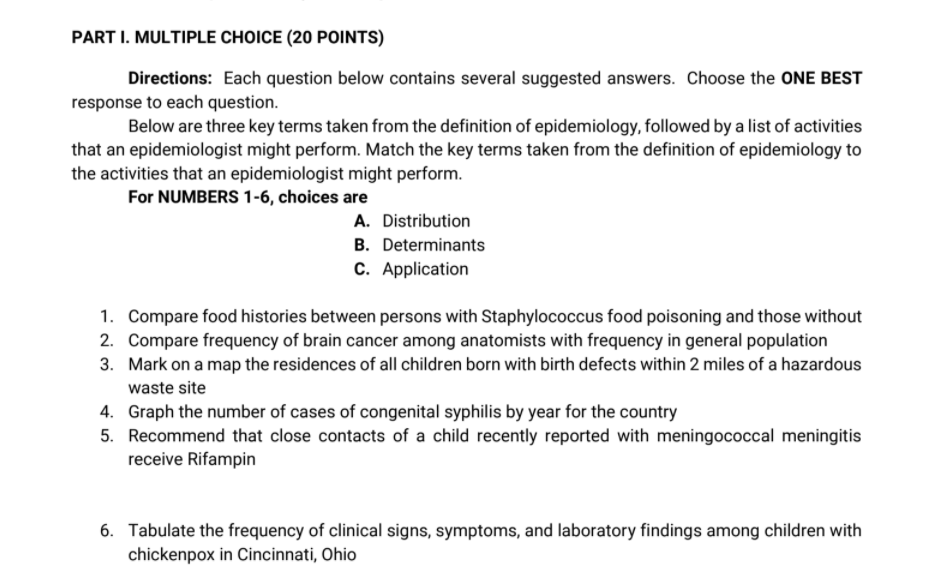 Solved PART I. MULTIPLE CHOICE (20 POINTS) Directions: Each | Chegg.com