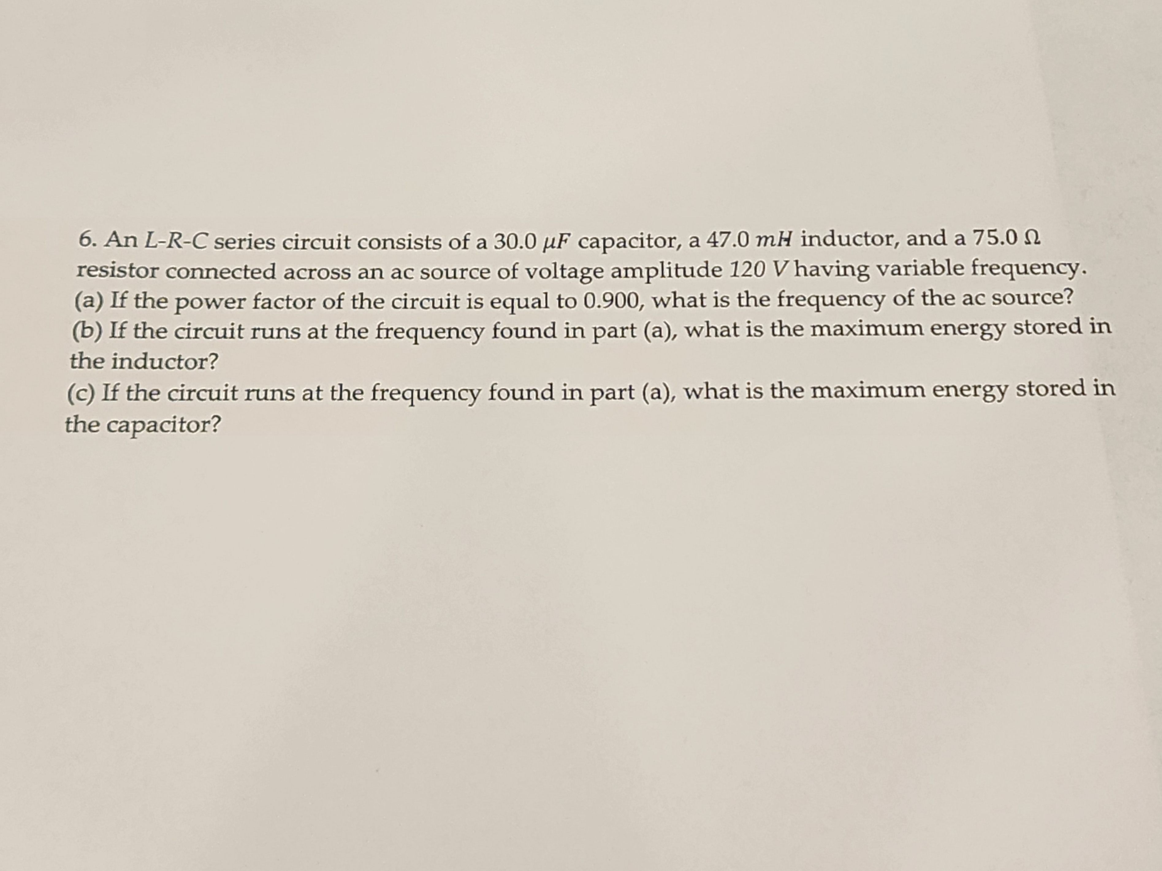 An L-R-C series circuit consists of a 30.0 45 | Chegg.com