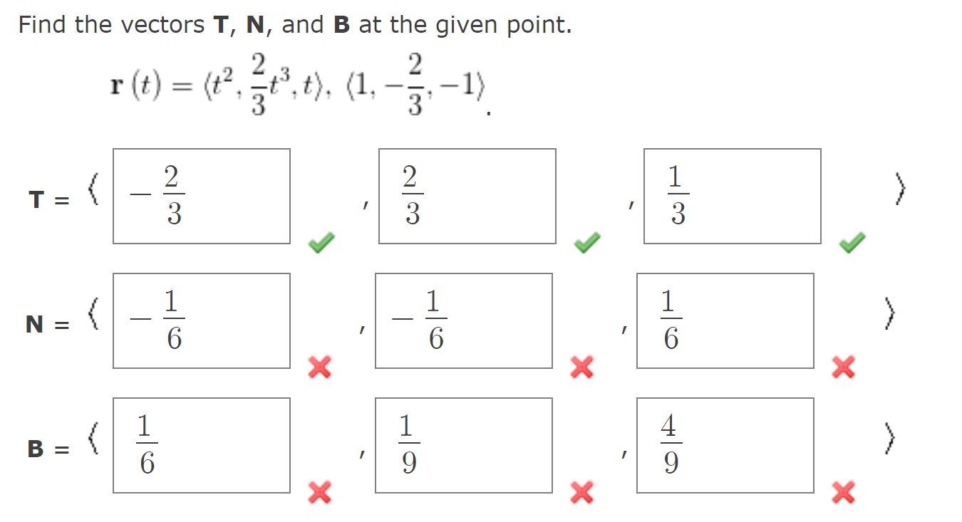 Solved Find the vectors T, N, and B at the given point. 2 2 | Chegg.com
