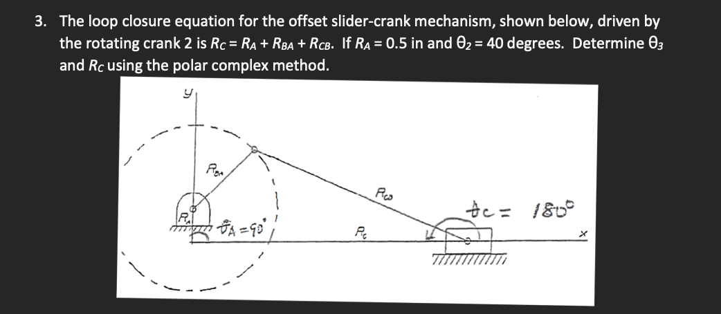 [Solved]: 3. The loop closure equation for the offset slid