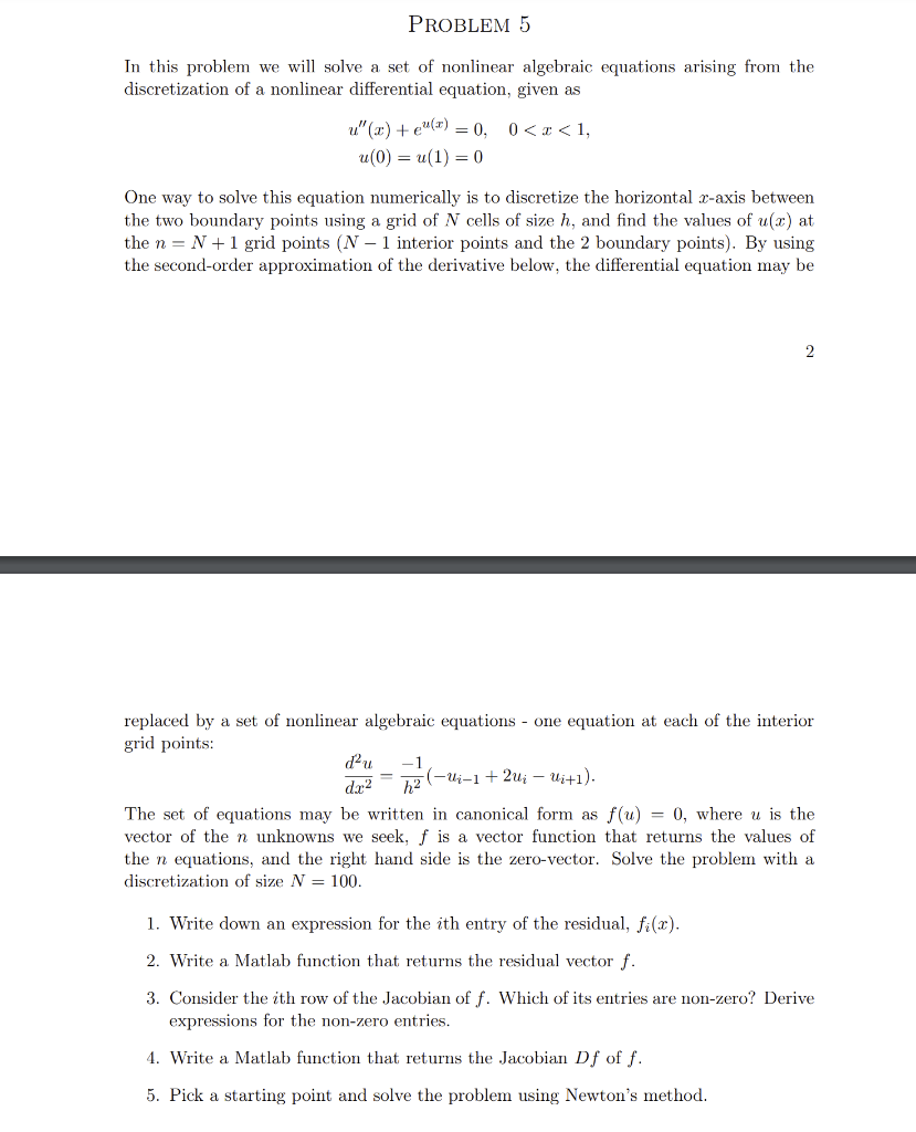 Problem 5 In This Problem We Will Solve A Set Of