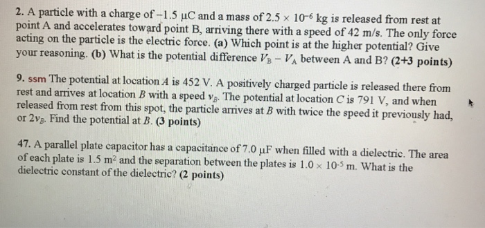 Solved A particle with a charge of -1.5 mu C and a mass of | Chegg.com