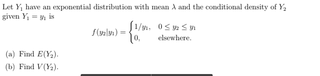 Solved Let Y1 ﻿have an exponential distribution with mean λ | Chegg.com