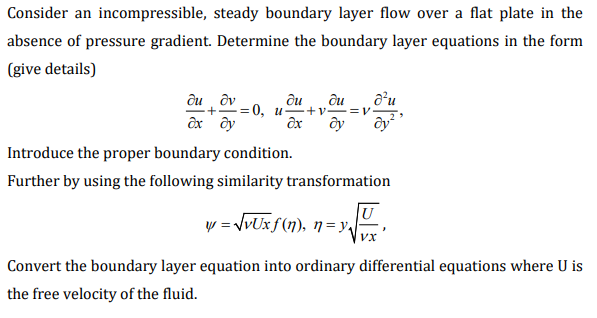 Solved Consider an incompressible, steady boundary layer | Chegg.com