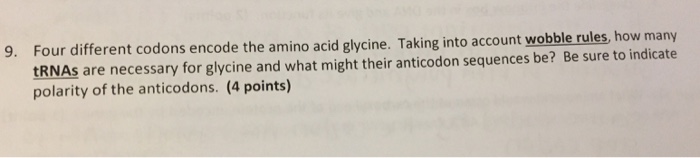 Solved Four different codons encode the amino acid glycine. | Chegg.com