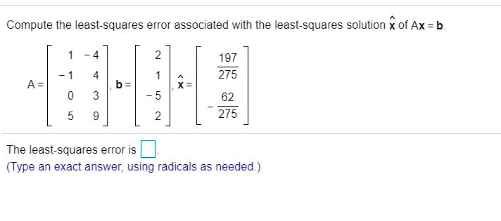 Solved Compute the least-squares error associated with the | Chegg.com
