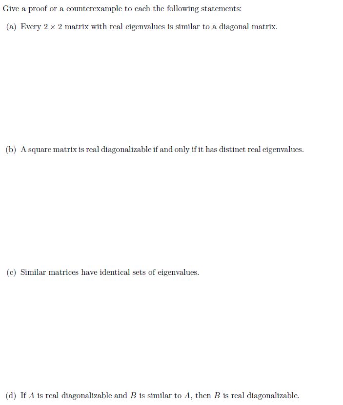 Solved Give a proof or a counterexample to each the | Chegg.com