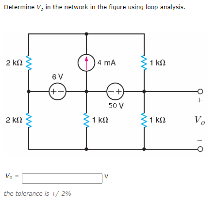 Solved Determine V. in the network in the figure using loop | Chegg.com