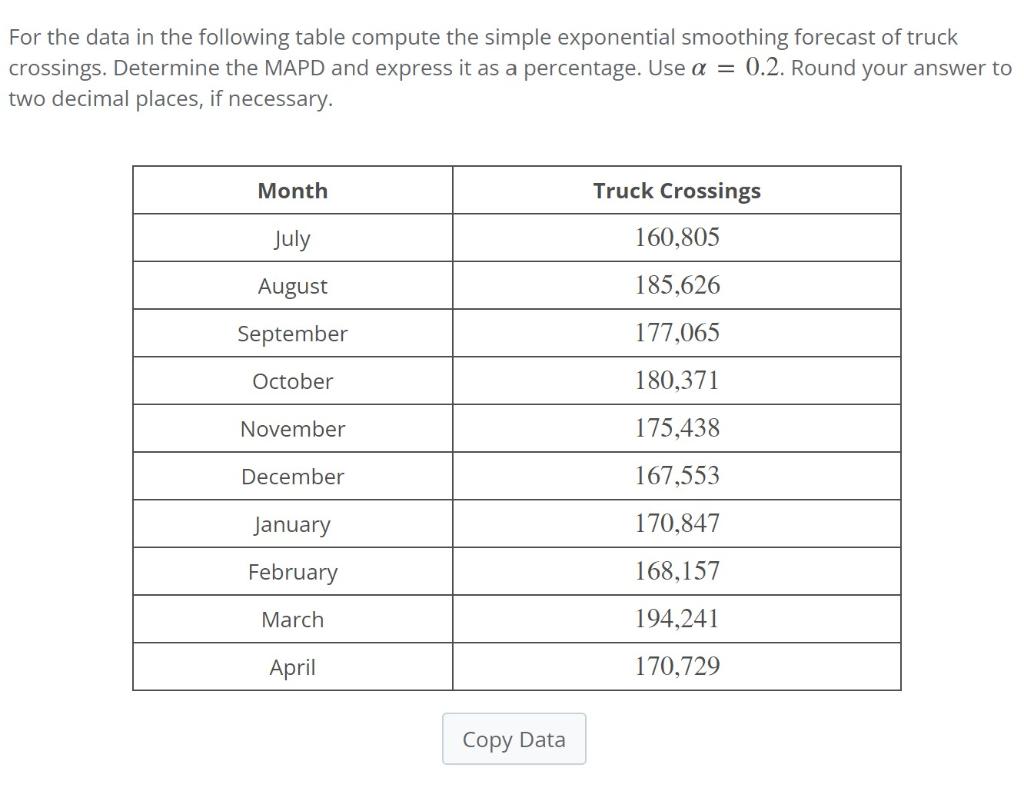 Solved For the data in the following table compute the | Chegg.com