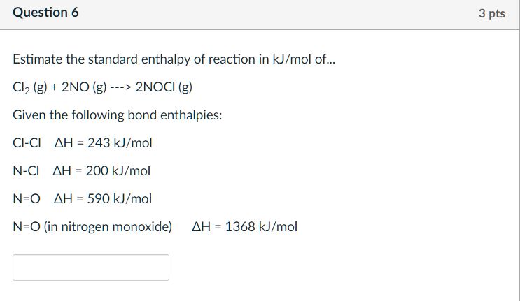 Solved Estimate the standard enthalpy of reaction in kJ/mol | Chegg.com