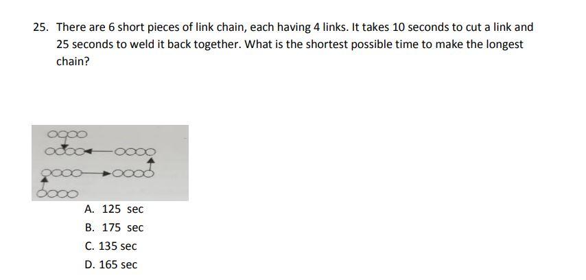 Solved 25. There are 6 short pieces of link chain, each | Chegg.com