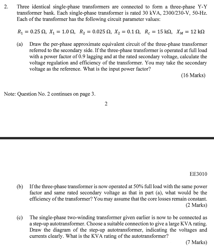 Solved 2. Three identical single-phase transformers are | Chegg.com