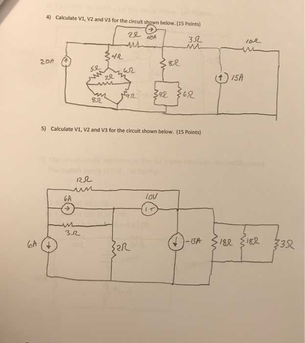 Solved Calculate V1, V2 and V3 for the circuit shown below. | Chegg.com