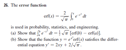 Solved 26. The error function erf(x) di is used in | Chegg.com