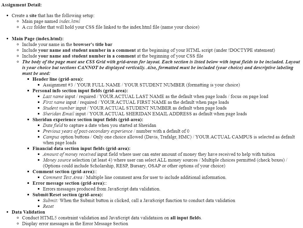 Assignment Detail: • Create a site that has the | Chegg.com