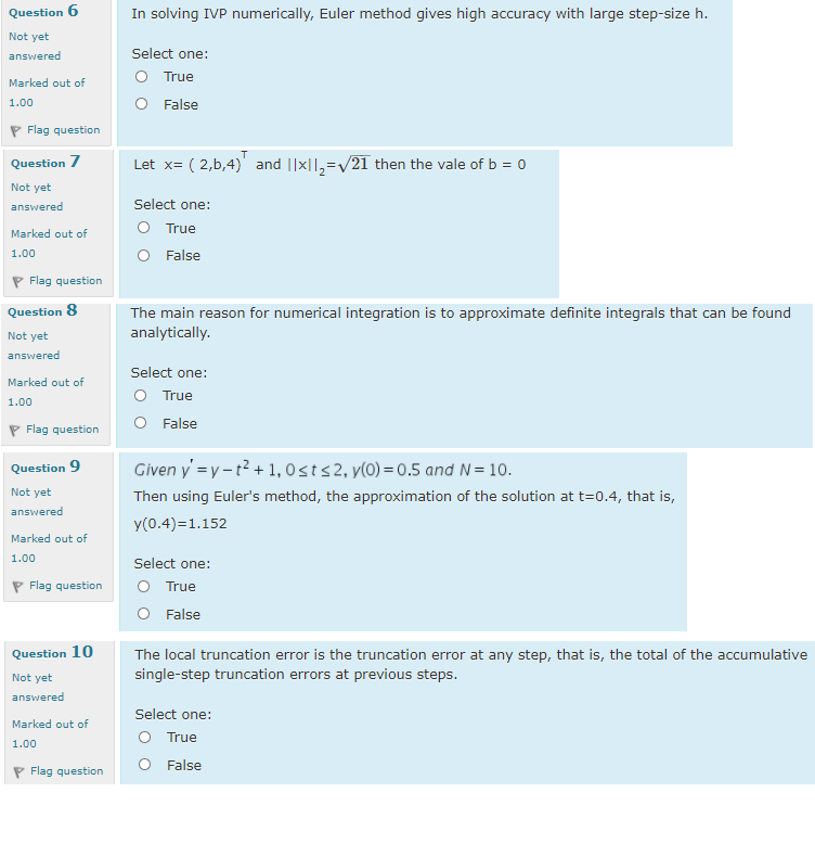 Solved Question 6 In solving IVP numerically, Euler method | Chegg.com