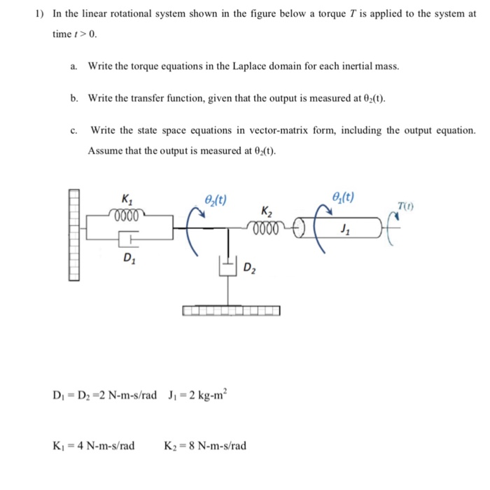 Solved 1) In the linear rotational system shown in the | Chegg.com