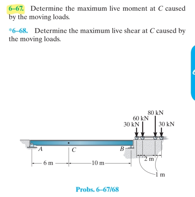 Solved 6-67. Determine the maximum live moment at C caused | Chegg.com