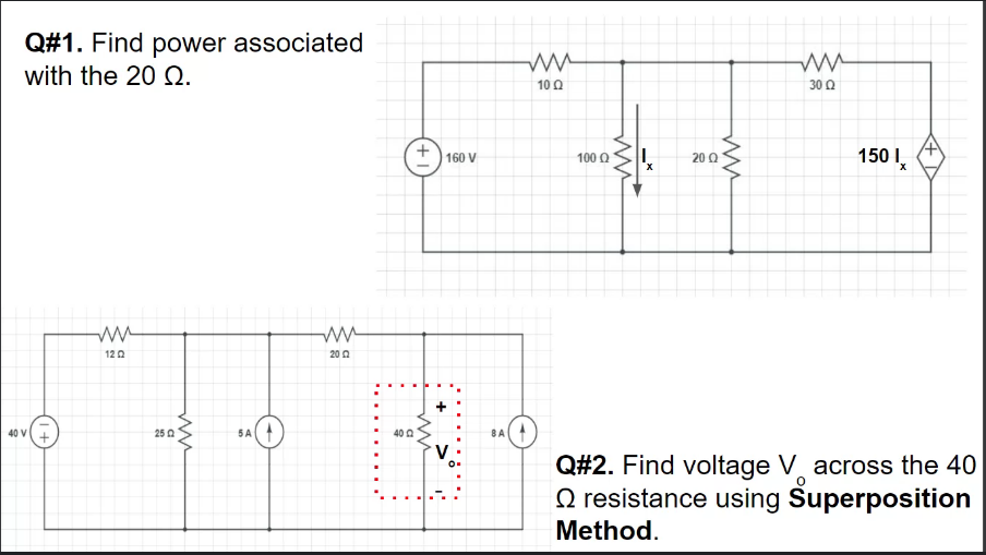 Solved Q#1. Find power associated with the 20 22. w w 10 Ω | Chegg.com