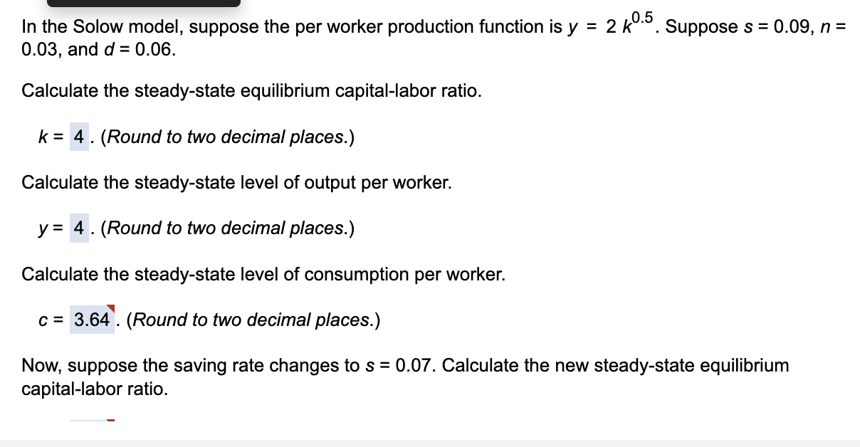 Solved In the Solow model, suppose the per worker production | Chegg.com
