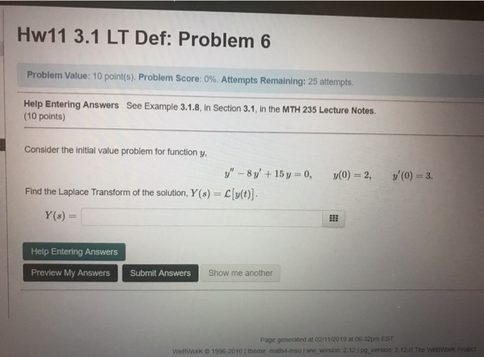 Solved Hw11 3.1 LT Def: Problem 6 Problem Value: 10 points). | Chegg.com