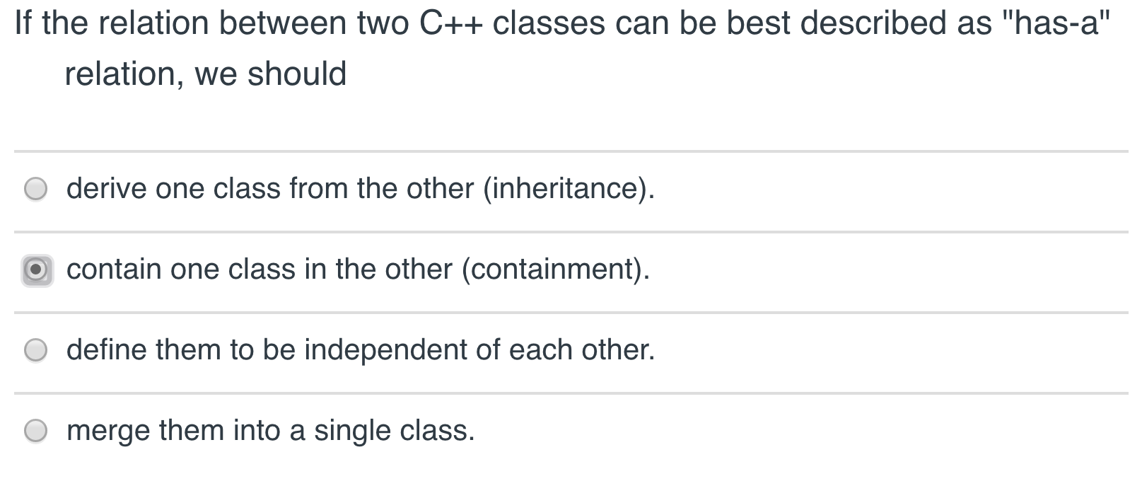 Solved If the relation between two C++ classes can be best | Chegg.com