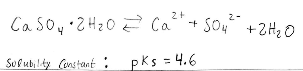Solved Gypsum is placed in water, the following reaction | Chegg.com