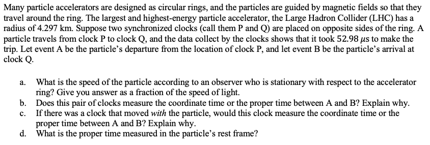 Solved Many particle accelerators are designed as circular | Chegg.com