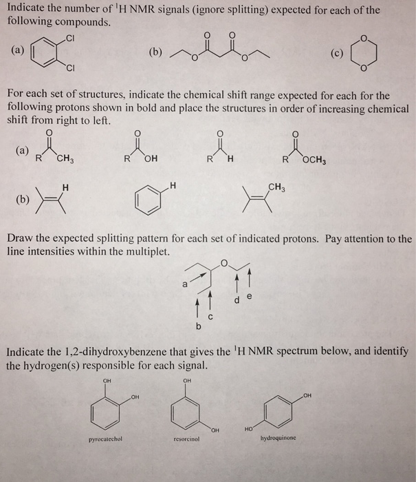 Solved Indicate the number of 1H NMR signals (ignore | Chegg.com