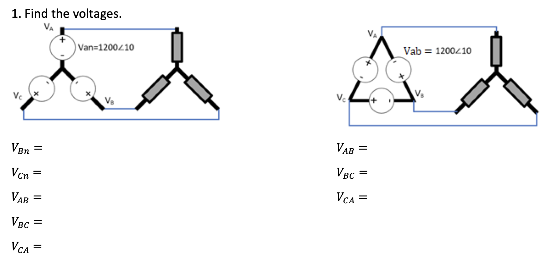 Solved 1. Find the voltages. VBn= | Chegg.com