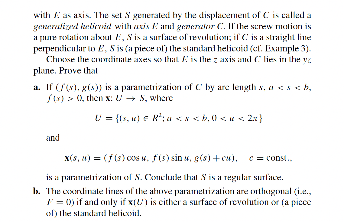 Solved (Generalized Helicoids.) A natural generalization of | Chegg.com