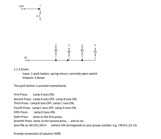 1.1.3 Given: Input: 1 push button, spring-return, | Chegg.com