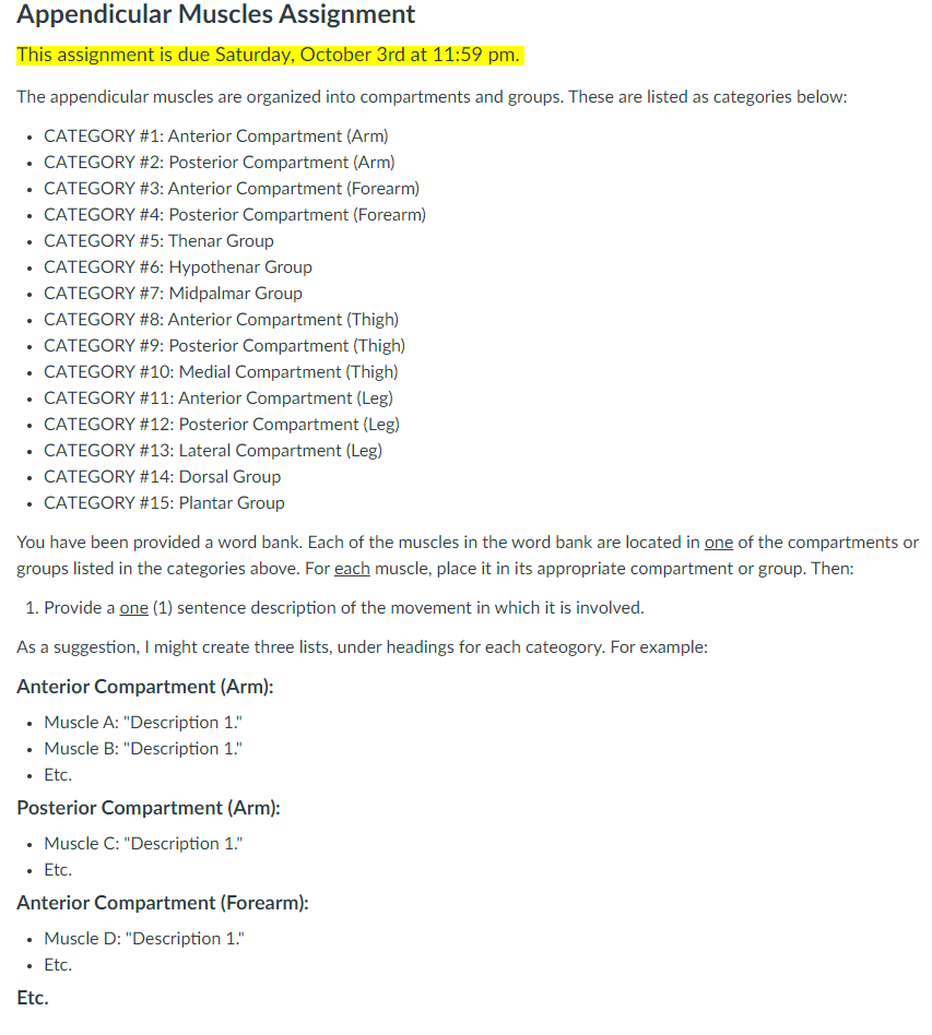 Solved Appendicular Muscles Assignment The appendicular | Chegg.com