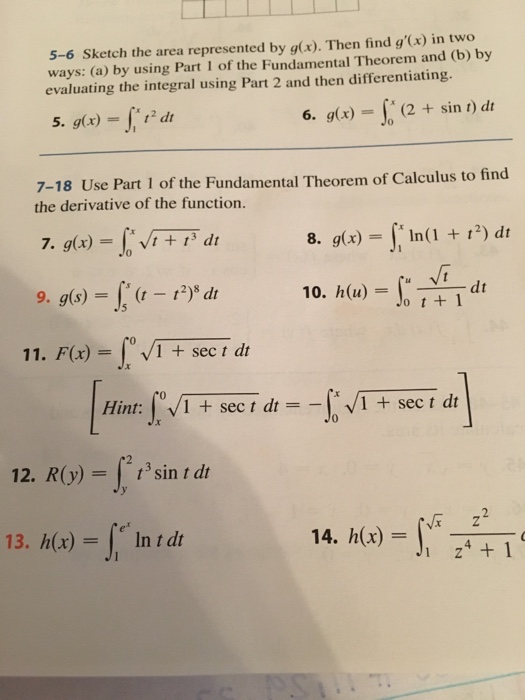 Solved Sketch the area represented by g(x). Then find g'(x) | Chegg.com