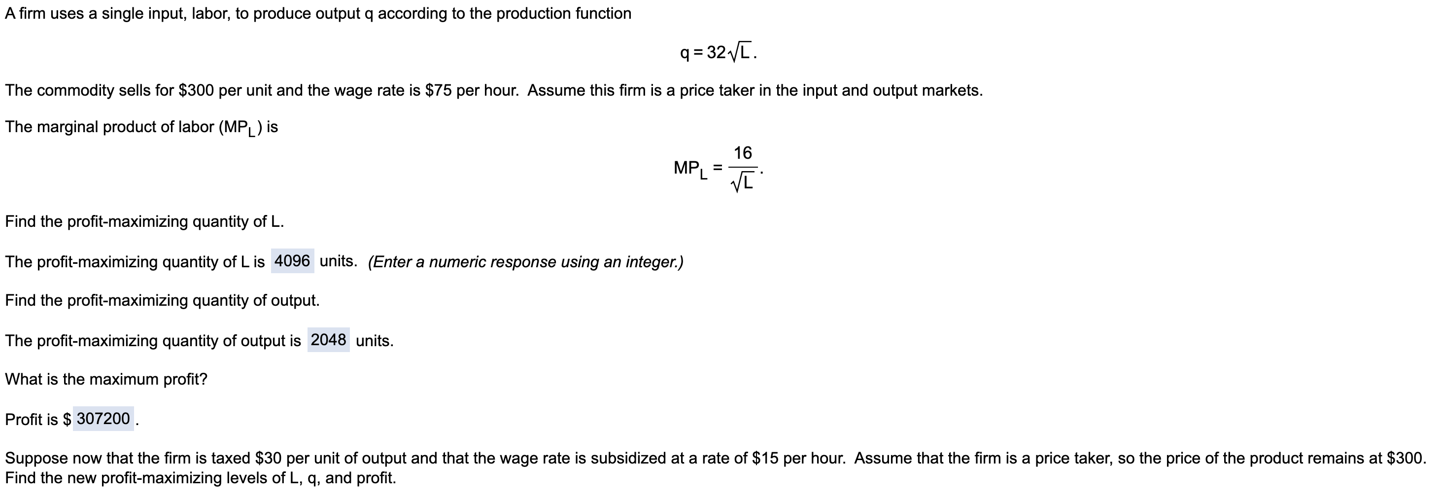 Solved A firm uses a single input, labor, to produce output | Chegg.com