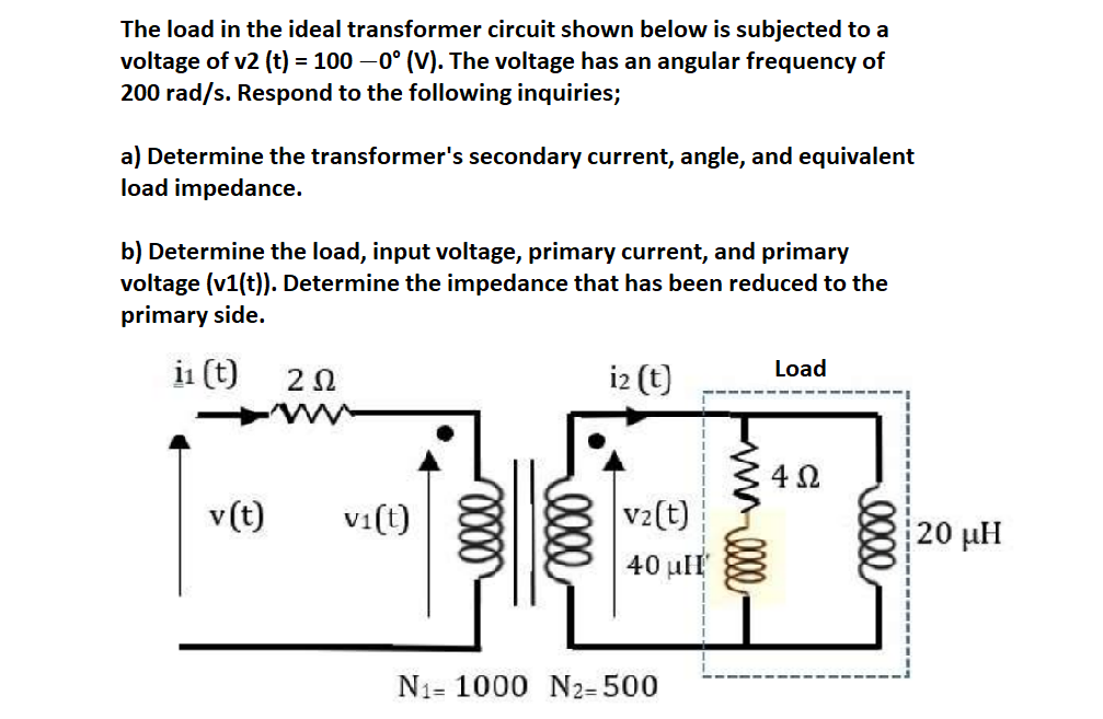Solved The load in the ideal transformer circuit shown below | Chegg.com
